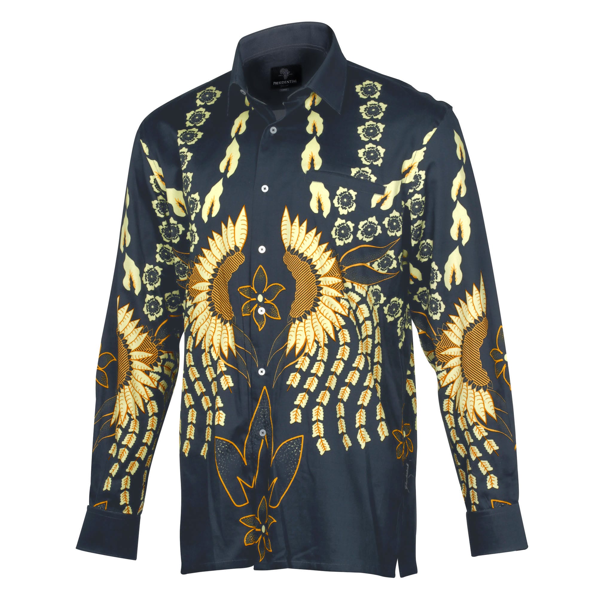 Madiba's Sun Men's Long Sleeve Printed Cotton Shirt | Presidential Shirt