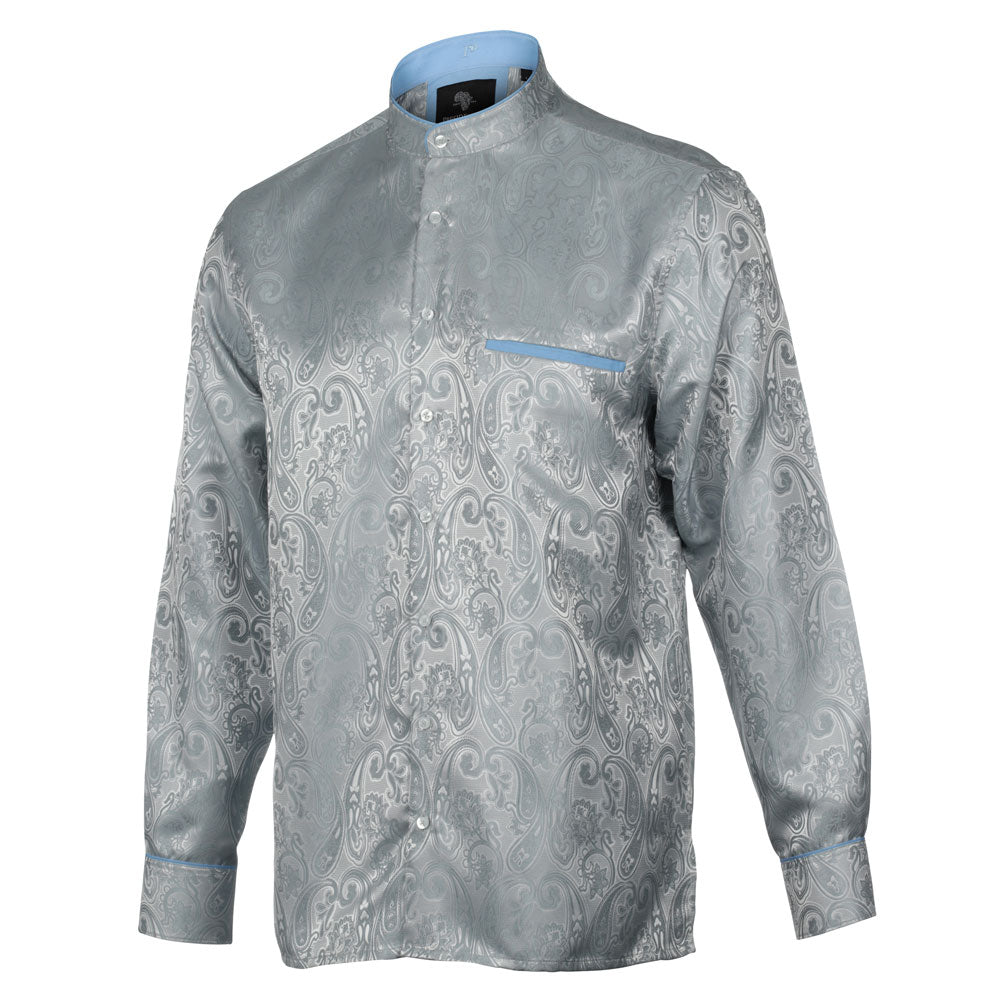 King Classic - Silver Long Sleeve Jacquard Woven Men's Shirt ...