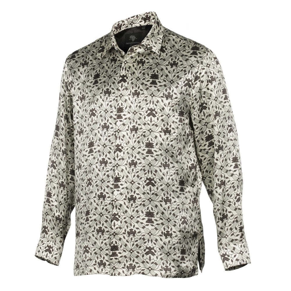 Madiba Original - Diagonal Check Men's Long Sleeve Silk Shirt ...